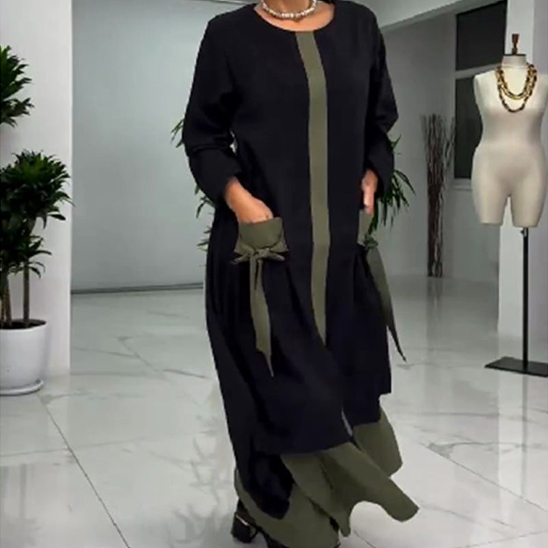 👗Elegantes, lockeres Maxikleid mit Farbblock für Damen🌟 – houstape