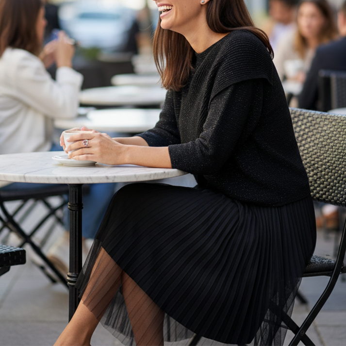 Women’s Sparkle Top & Vest Midi Skirt Set – houstape